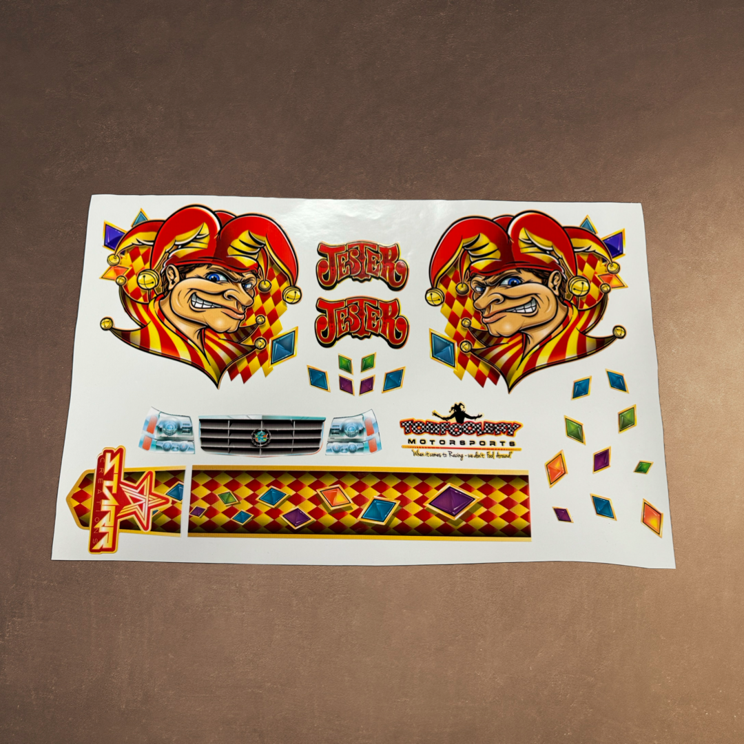 Jester Monster Truck RC Body Sticker Kit Red | Tomfoolery Motorsports Inc